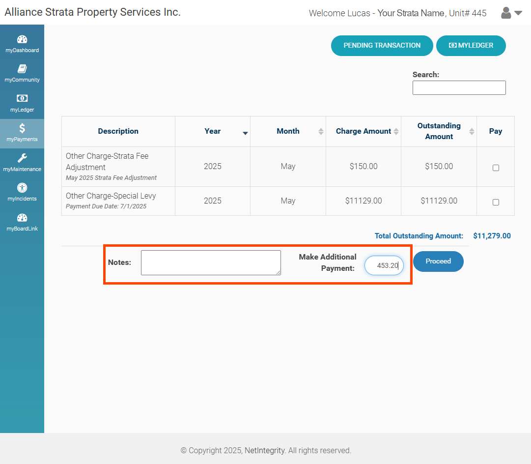 Authorize Payment From PAD | Alliance Strata Property Services Inc.