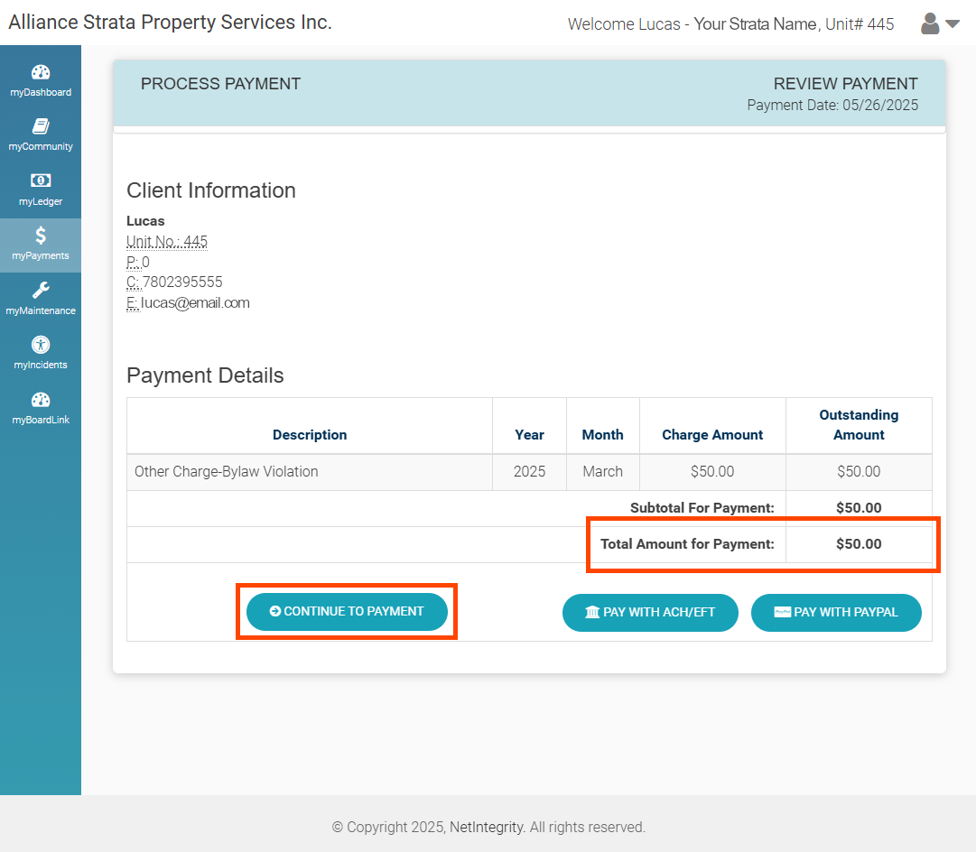 Authorize Payment From PAD | Alliance Strata Property Services Inc.